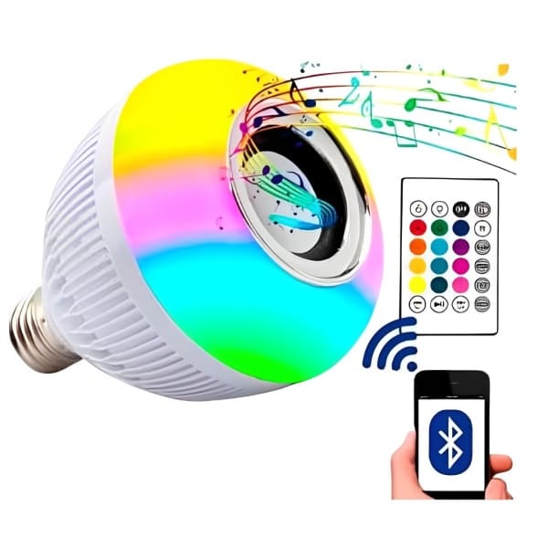 Caixa de Som Lâmpada LED RGB Bluetooth LEY-1733 * N-TEK Acessórios